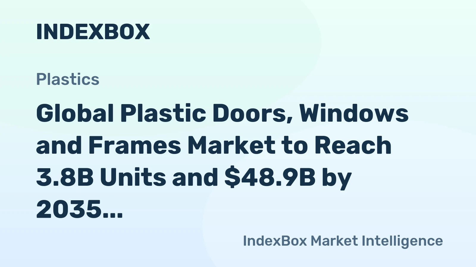 Global Plastic Doors, Windows and Frames Market to Reach 3.8B Units and $48.9B by 2035, Driven by Rising Demand Worldwide