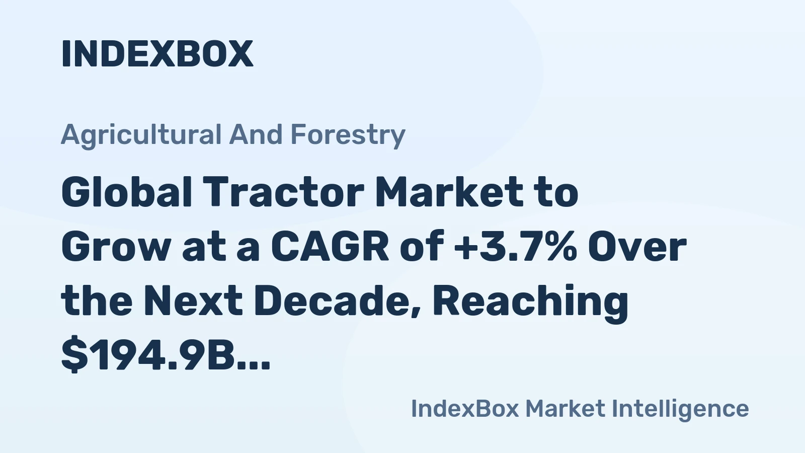 Global Tractor Market to Grow at a CAGR of +3.7% Over the Next Decade, Reaching $194.9B by 2035