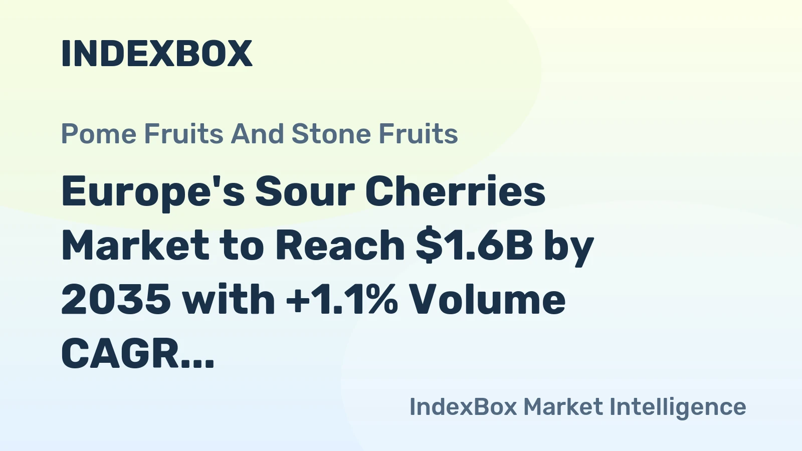 Europe's Sour Cherries Market to Reach $1.6B by 2035 with +1.1% Volume CAGR