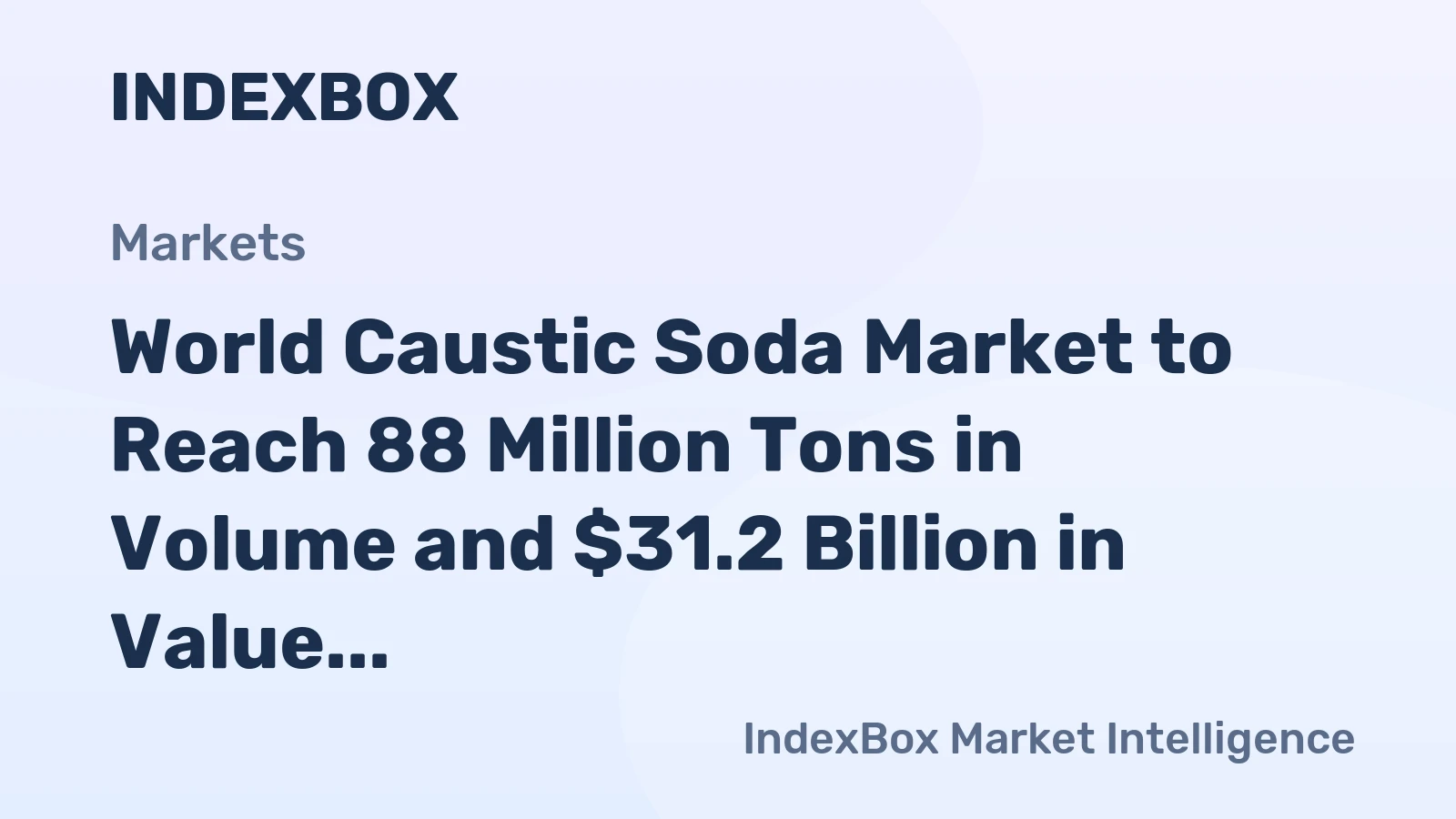 World Caustic Soda Market to Reach 88 Million Tons in Volume and $31.2 Billion in Value by 2035