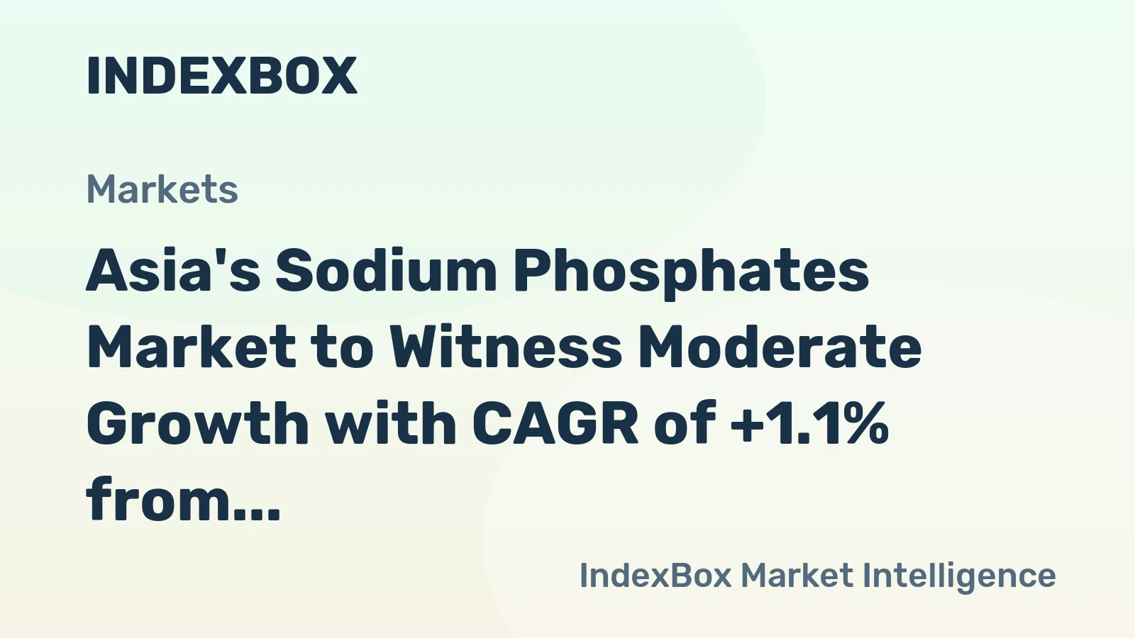 Asia's Sodium Phosphates Market to Witness Moderate Growth with CAGR of +1.1% from 2024-2035