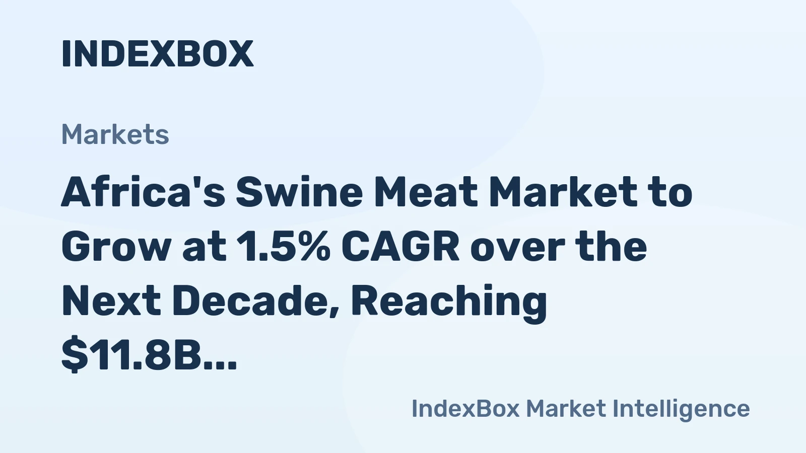 Africa's Swine Meat Market to Grow at 1.5% CAGR over the Next Decade, Reaching $11.8B by 2035