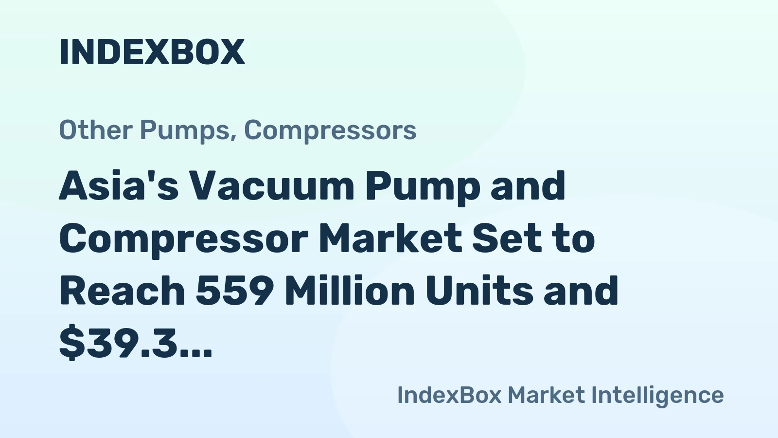 Asia's Vacuum Pump and Compressor Market Set to Reach 559 Million Units and $39.3 Billion