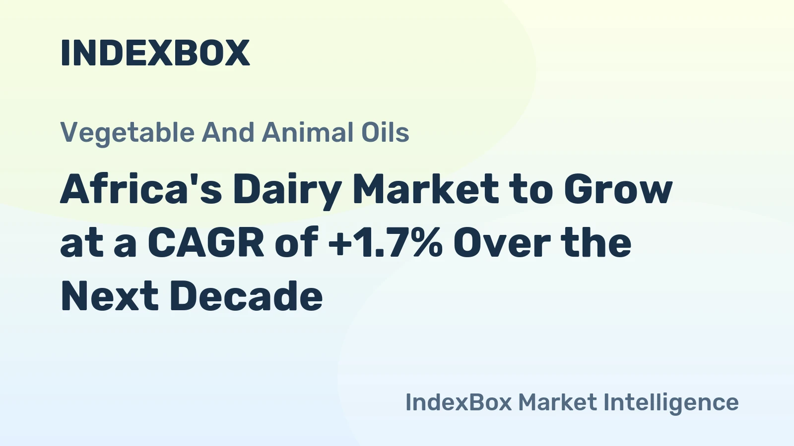Africa's Dairy Market to Grow at a CAGR of +1.7% Over the Next Decade