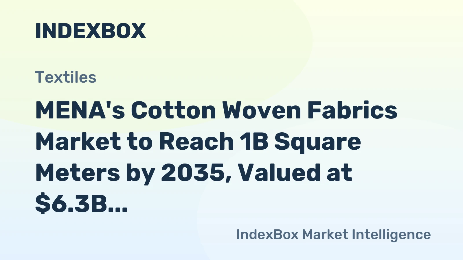 MENA's Cotton Woven Fabrics Market to Reach 1B Square Meters by 2035, Valued at $6.3B