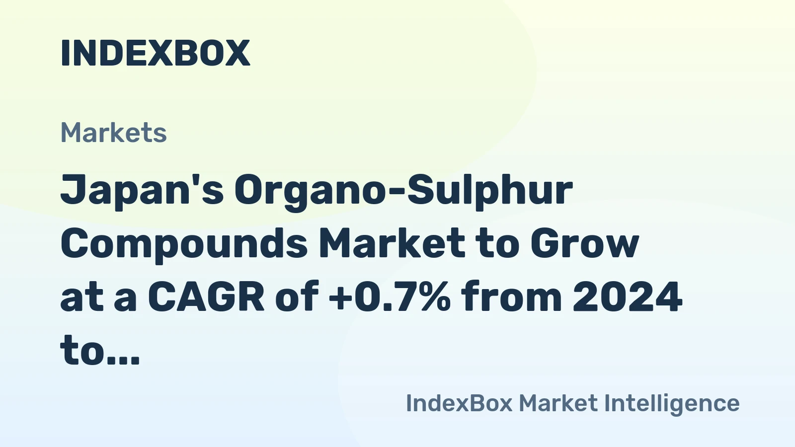Japan's Organo-Sulphur Compounds Market to Grow at a CAGR of +0.7% from 2024 to 2035, Reaching $2.8B