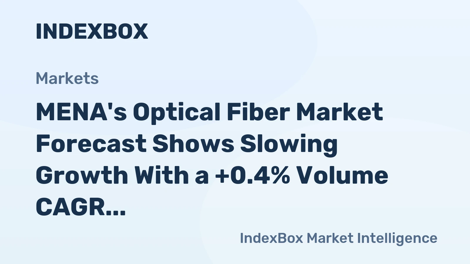 MENA's Optical Fiber Market Forecast Shows Slowing Growth With a +0.4% Volume CAGR Through 2035