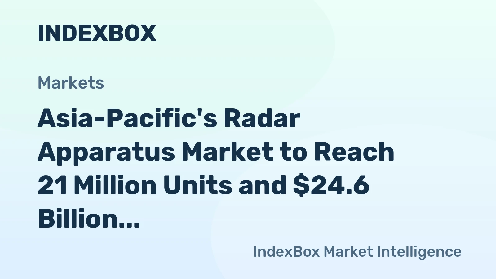 Asia-Pacific's Radar Apparatus Market to Reach 21 Million Units and $24.6 Billion by 2035