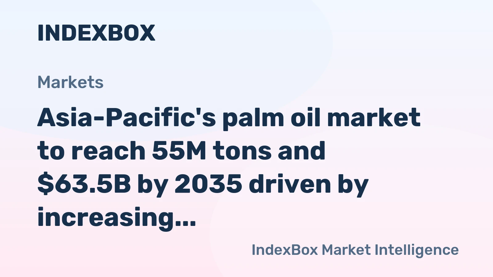 Asia-Pacific's palm oil market to reach 55M tons and $63.5B by 2035 driven by increasing demand for refined palm oil