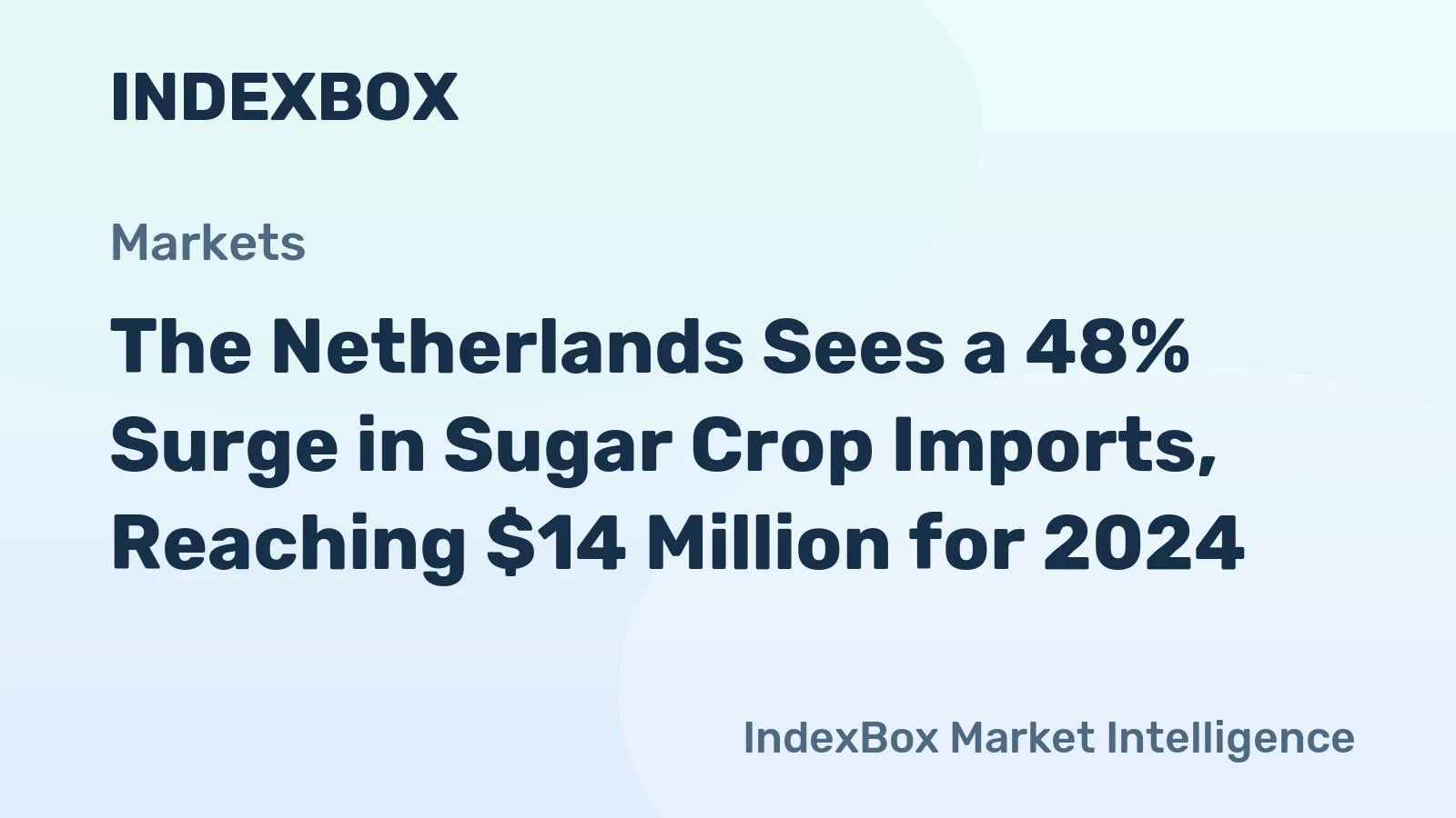 The Netherlands Sees a 48% Surge in Sugar Crop Imports, Reaching $14 Million for 2024