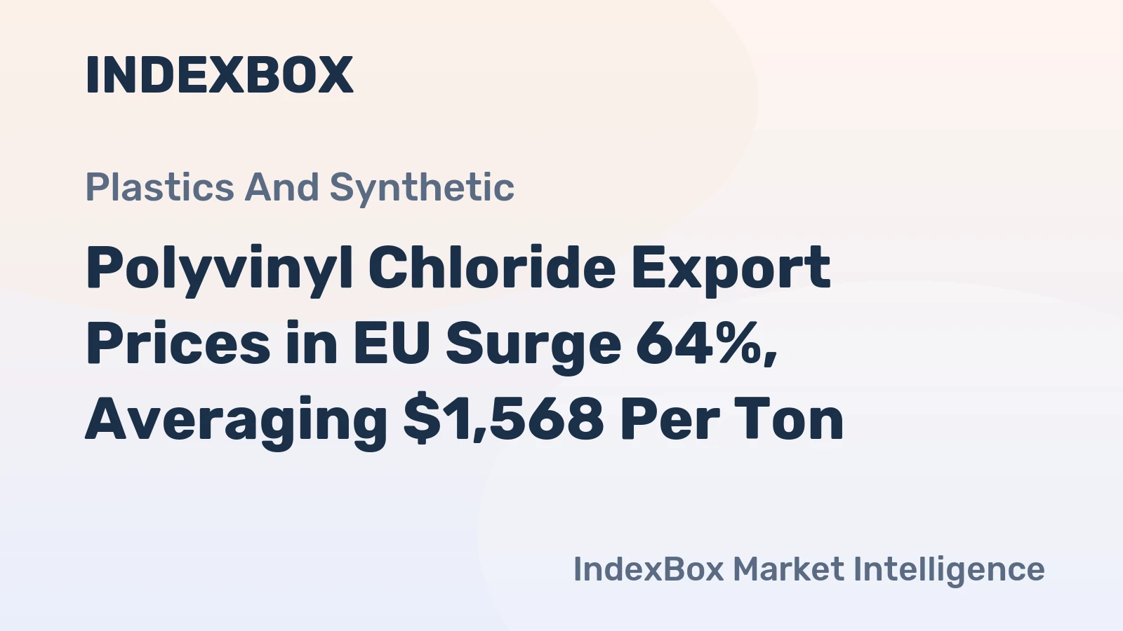 Polyvinyl Chloride Export Prices in EU Surge 64%, Averaging $1,568 Per Ton