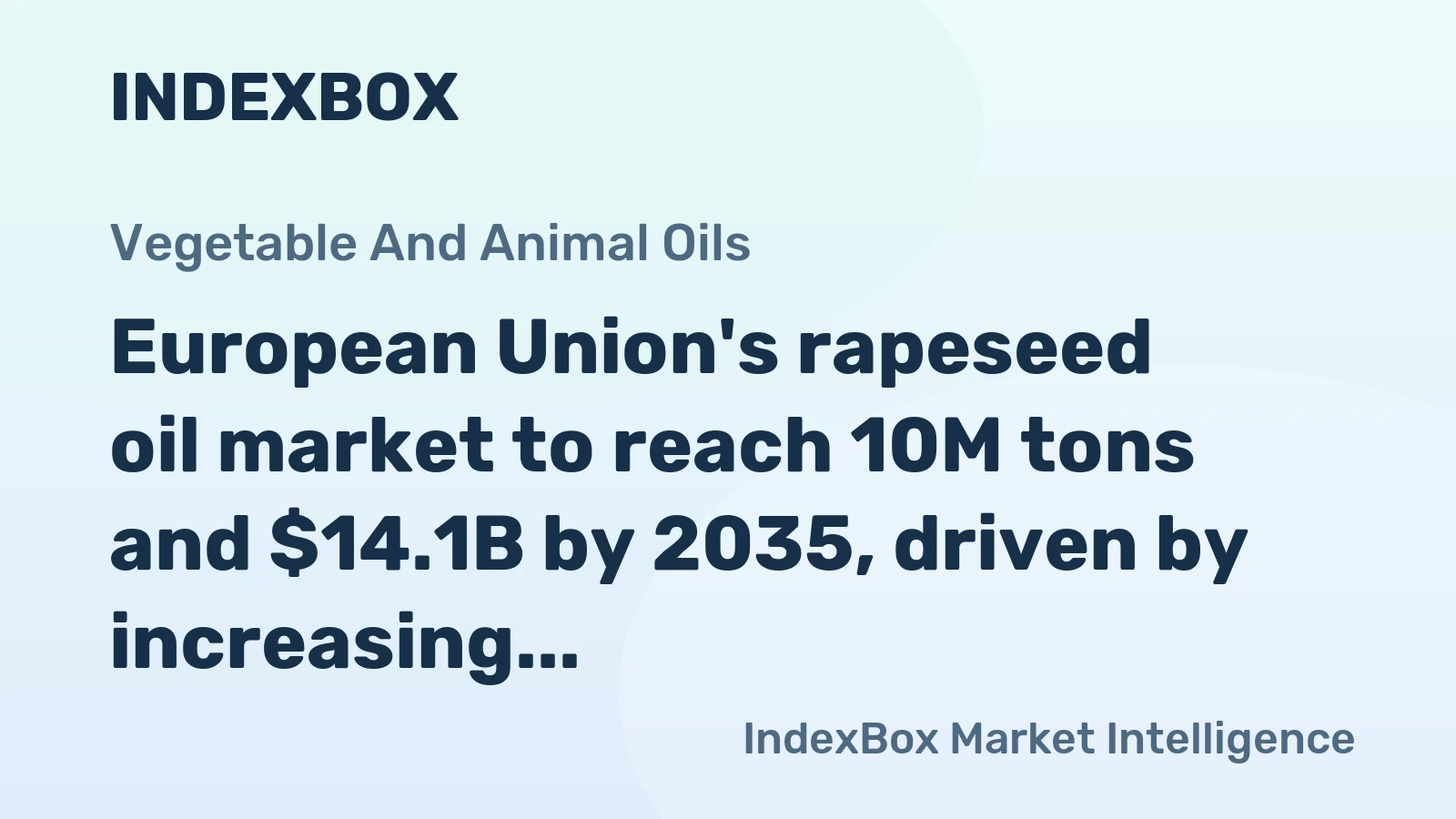 European Union's rapeseed oil market to reach 10M tons and $14.1B by 2035, driven by increasing demand