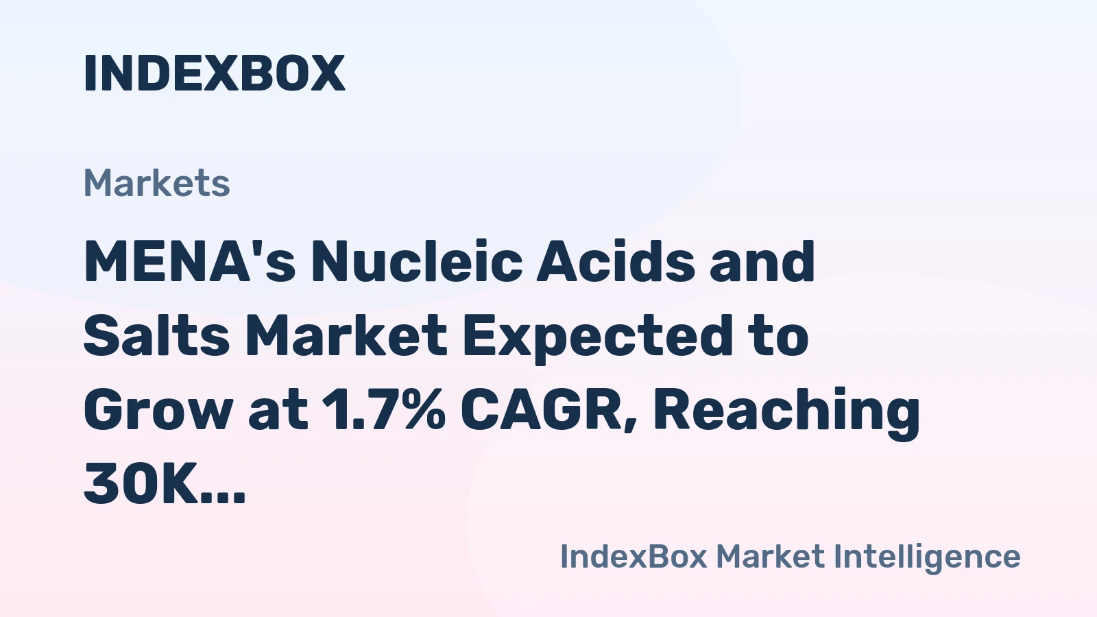 MENA's Nucleic Acids and Salts Market Expected to Grow at 1.7% CAGR, Reaching 30K Tons by 2035