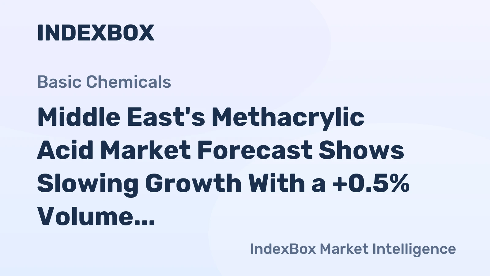 Middle East's Methacrylic Acid Market Forecast Shows Slowing Growth With a +0.5% Volume CAGR