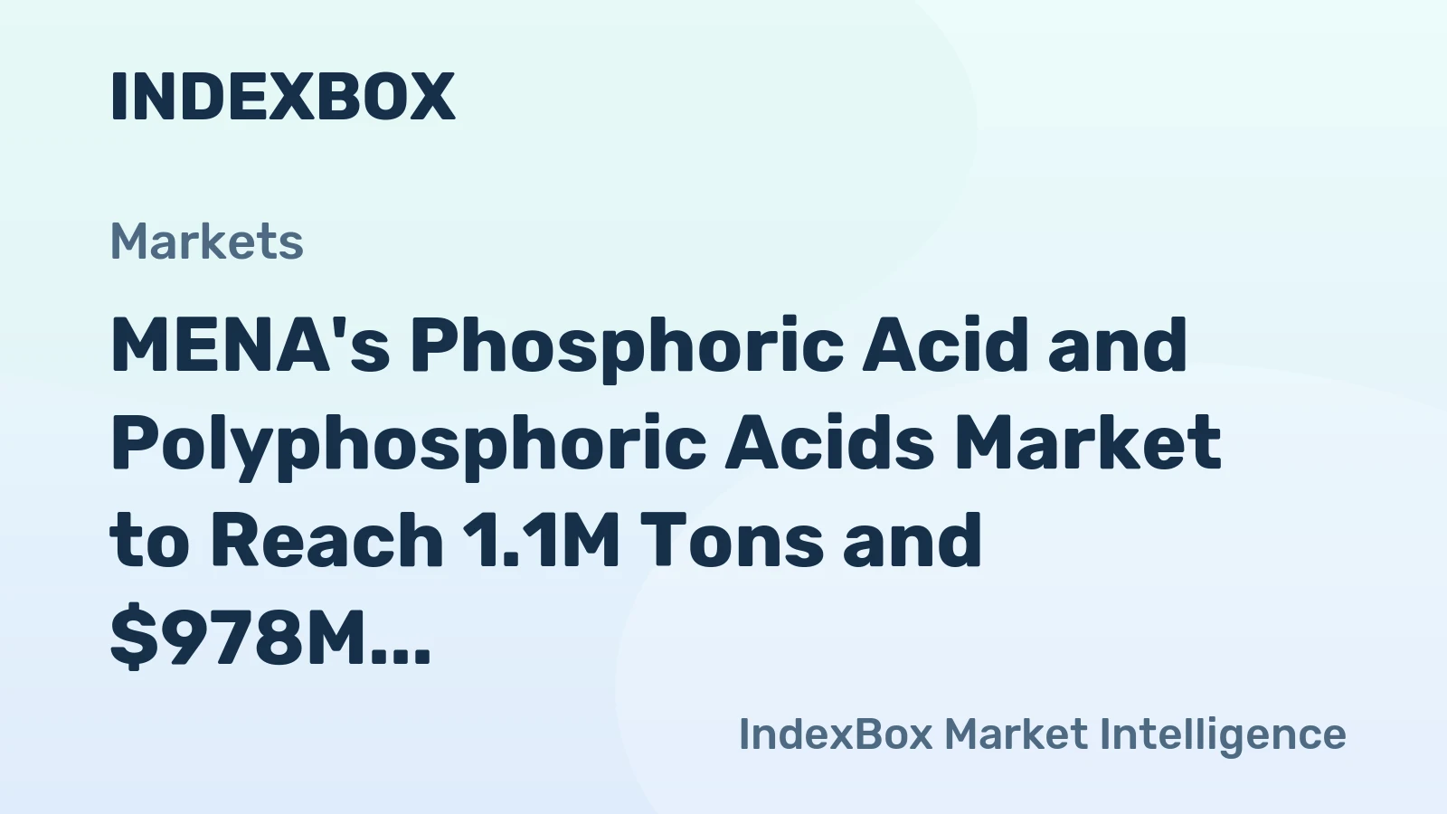 MENA's Phosphoric Acid and Polyphosphoric Acids Market to Reach 1.1M Tons and $978M by 2035