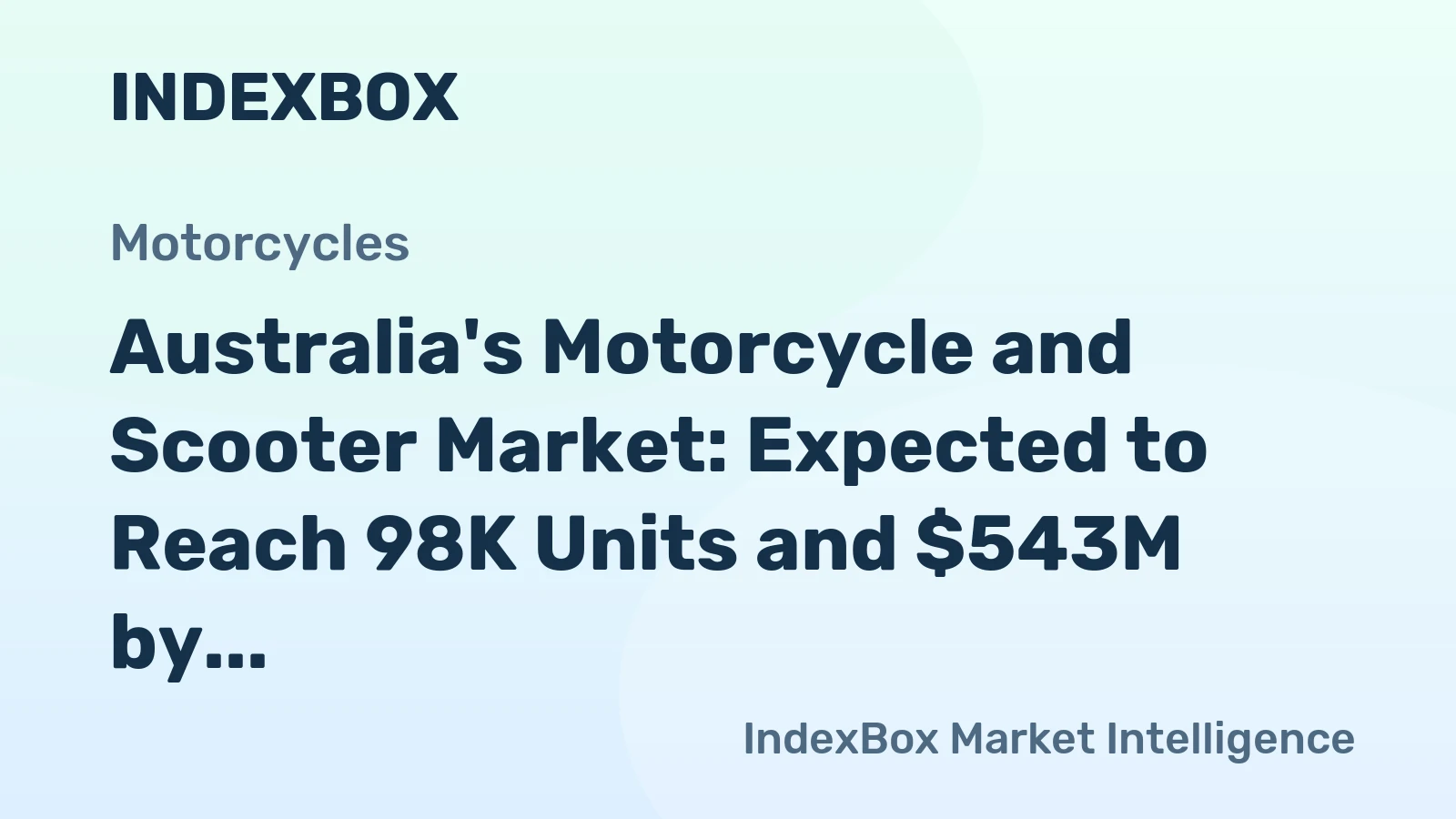 Australia's Motorcycle and Scooter Market: Expected to Reach 98K Units and $543M by 2035