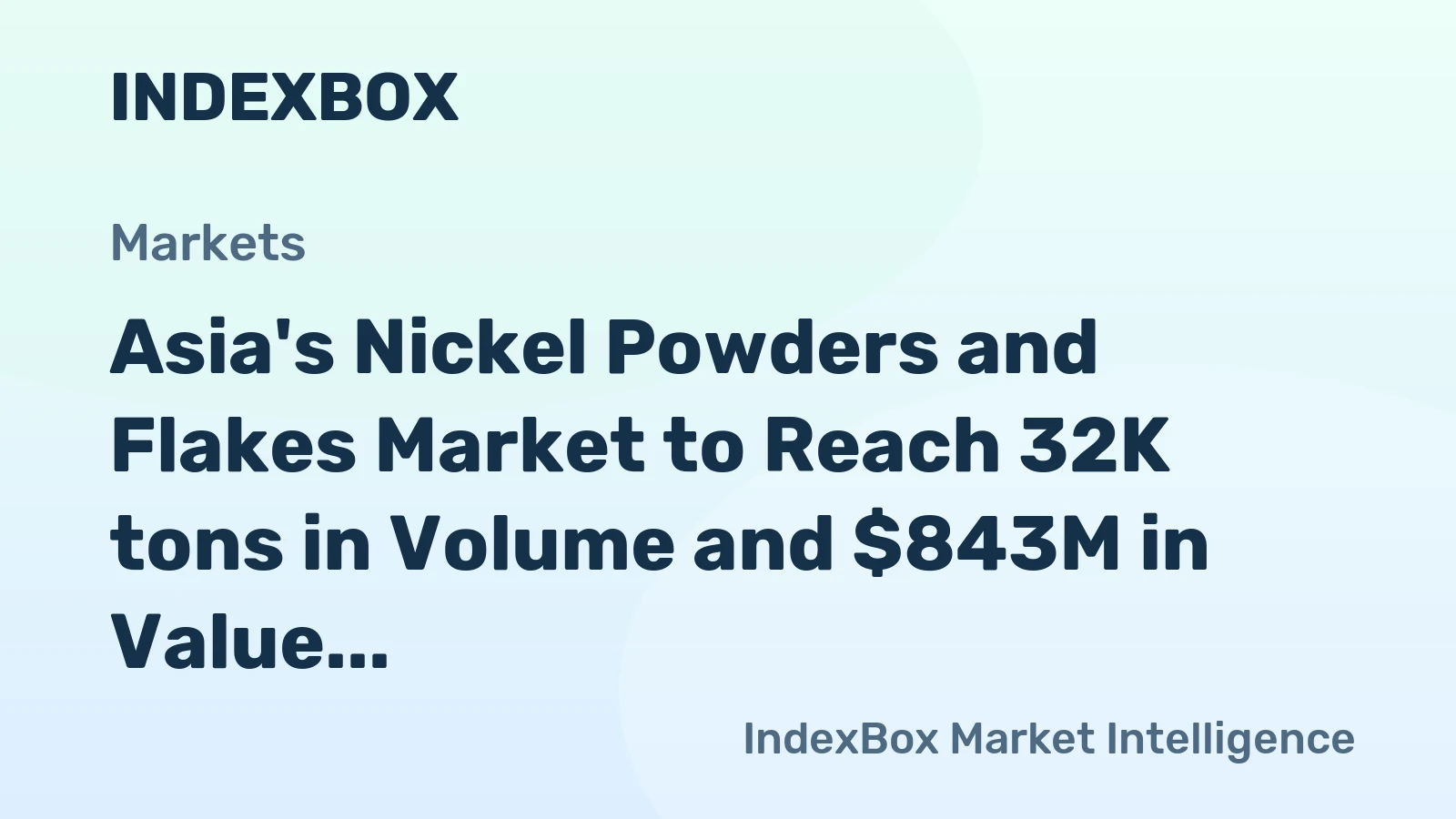 Asia's Nickel Powders and Flakes Market to Reach 32K tons in Volume and $843M in Value by 2035