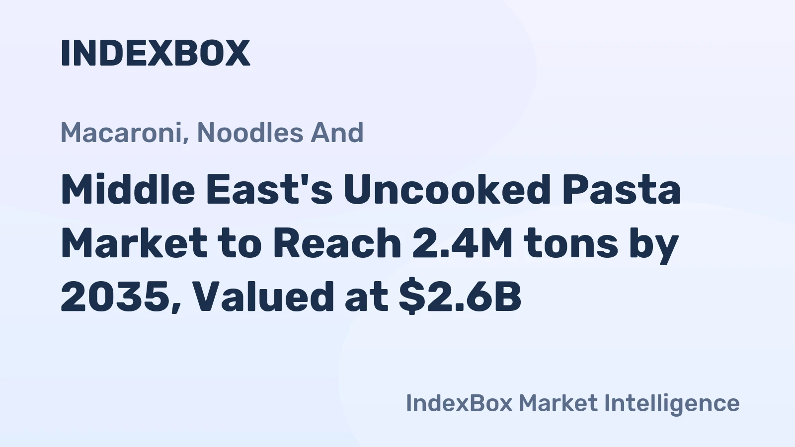 Middle East's Uncooked Pasta Market to Reach 2.4M tons by 2035, Valued at $2.6B