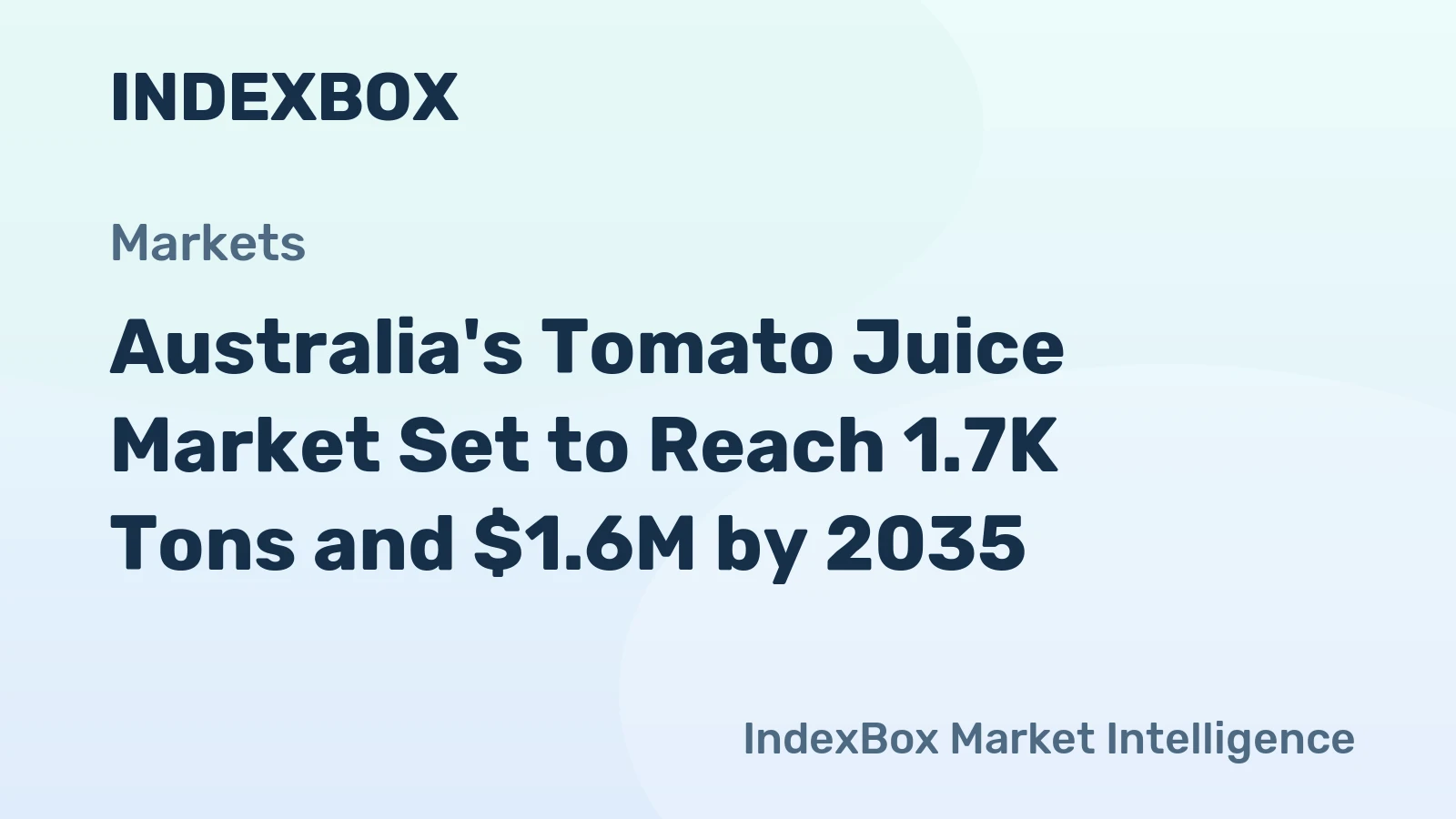 Australia's Tomato Juice Market Set to Reach 1.7K Tons and $1.6M by 2035