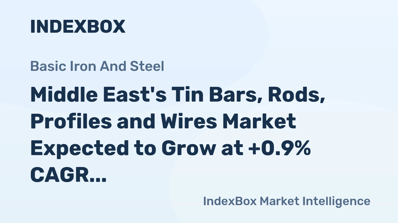 Middle East's Tin Bars, Rods, Profiles and Wires Market Expected to Grow at +0.9% CAGR, Reaching $110M by 2035