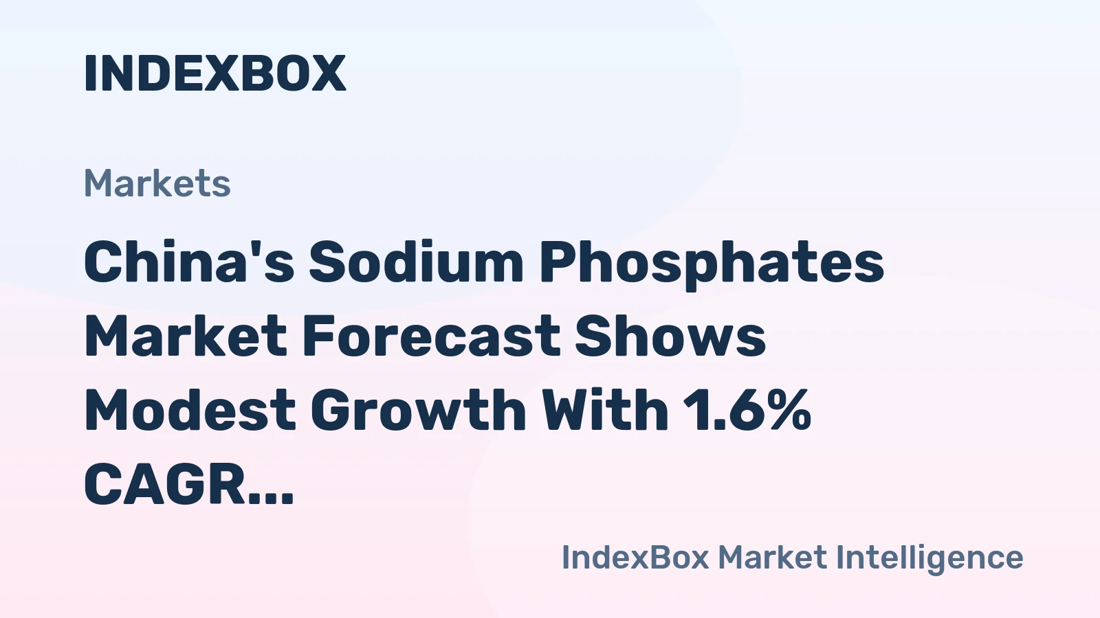 China's Sodium Phosphates Market Forecast Shows Modest Growth With 1.6% CAGR in Value