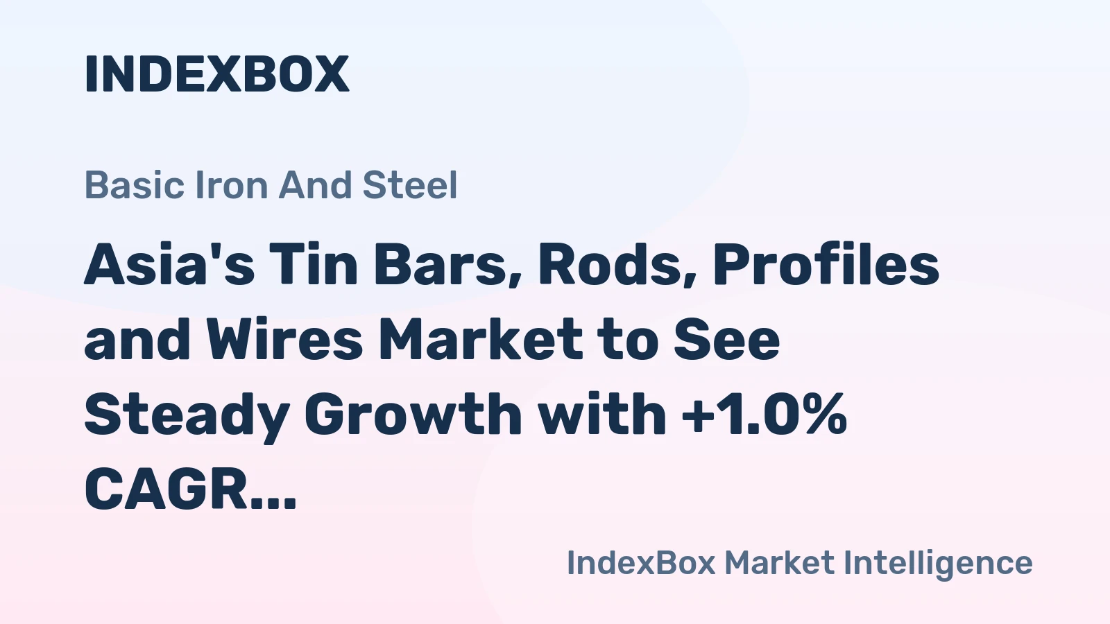 Asia's Tin Bars, Rods, Profiles and Wires Market to See Steady Growth with +1.0% CAGR Through 2035, Reaching $1.7B