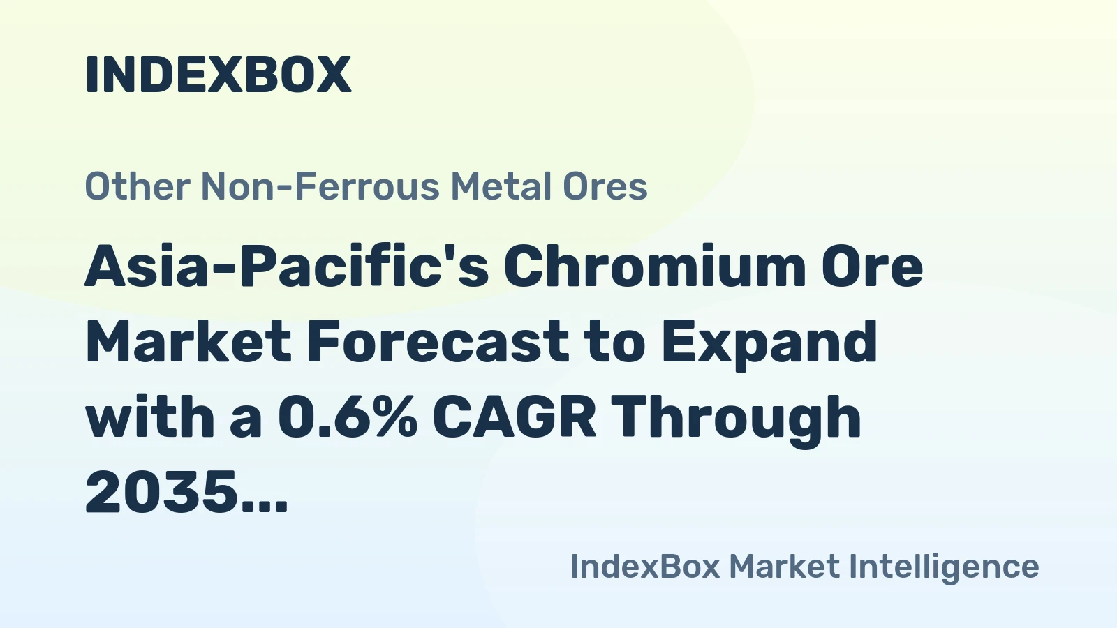 Asia-Pacific's Chromium Ore Market Forecast to Expand with a 0.6% CAGR Through 2035