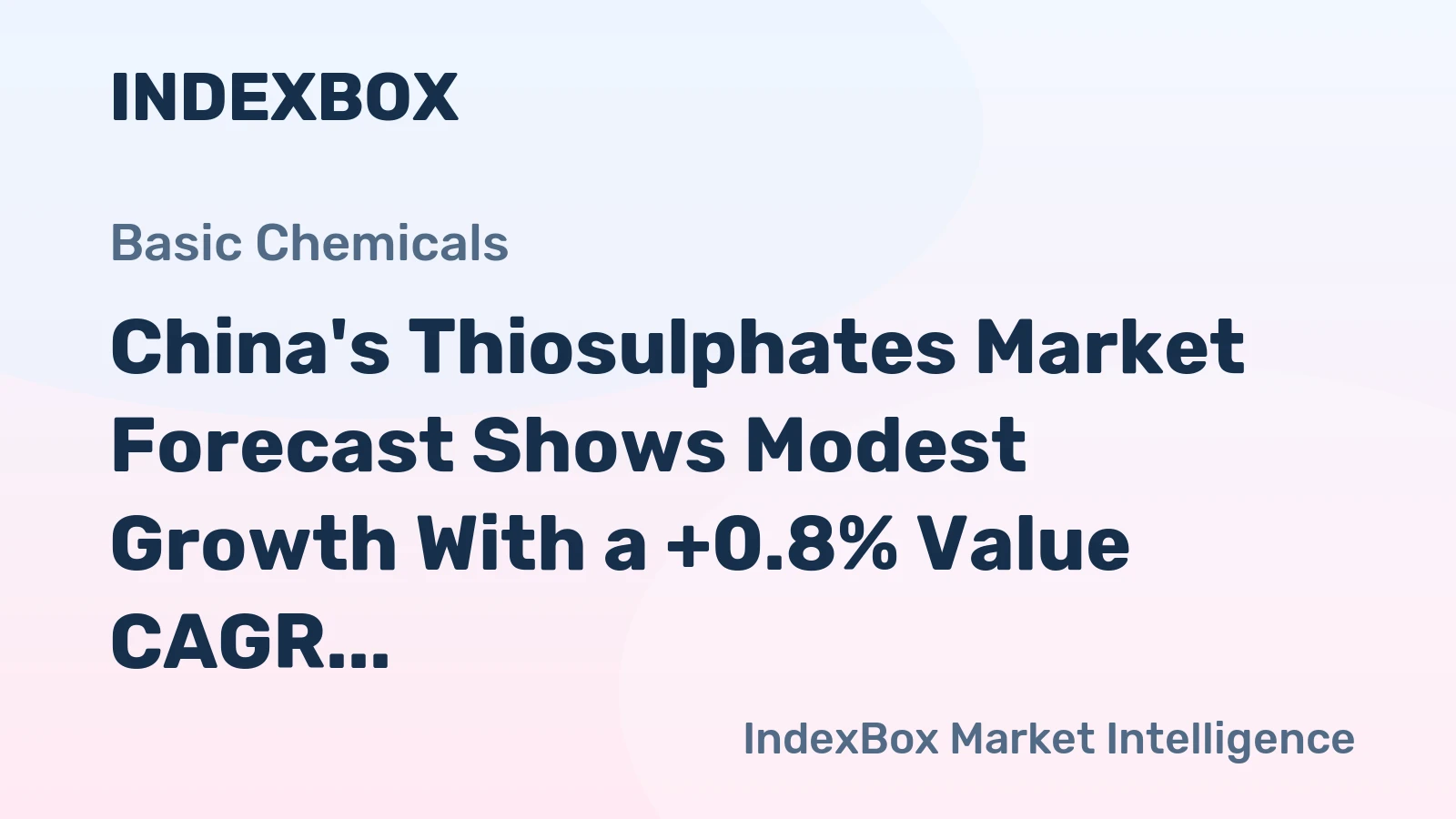 China's Thiosulphates Market Forecast Shows Modest Growth With a +0.8% Value CAGR
