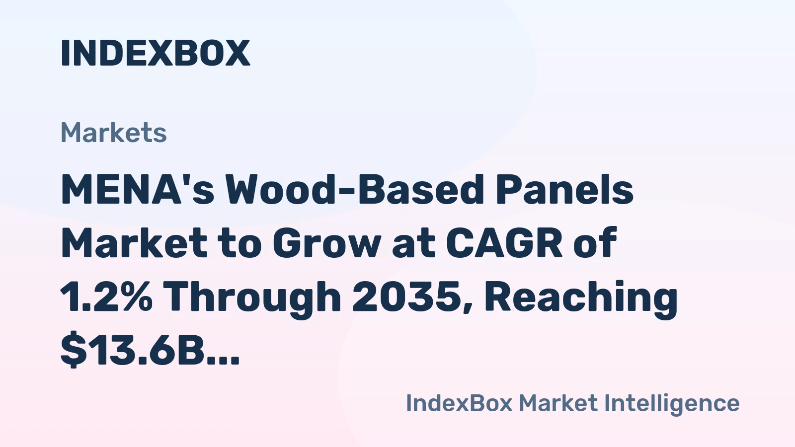 MENA's Wood-Based Panels Market to Grow at CAGR of 1.2% Through 2035, Reaching $13.6B