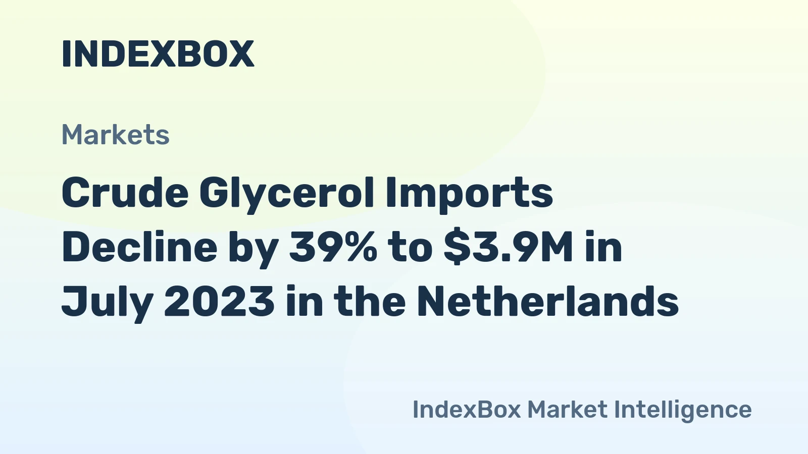 Crude Glycerol Imports Decline by 39% to $3.9M in July 2023 in the Netherlands
