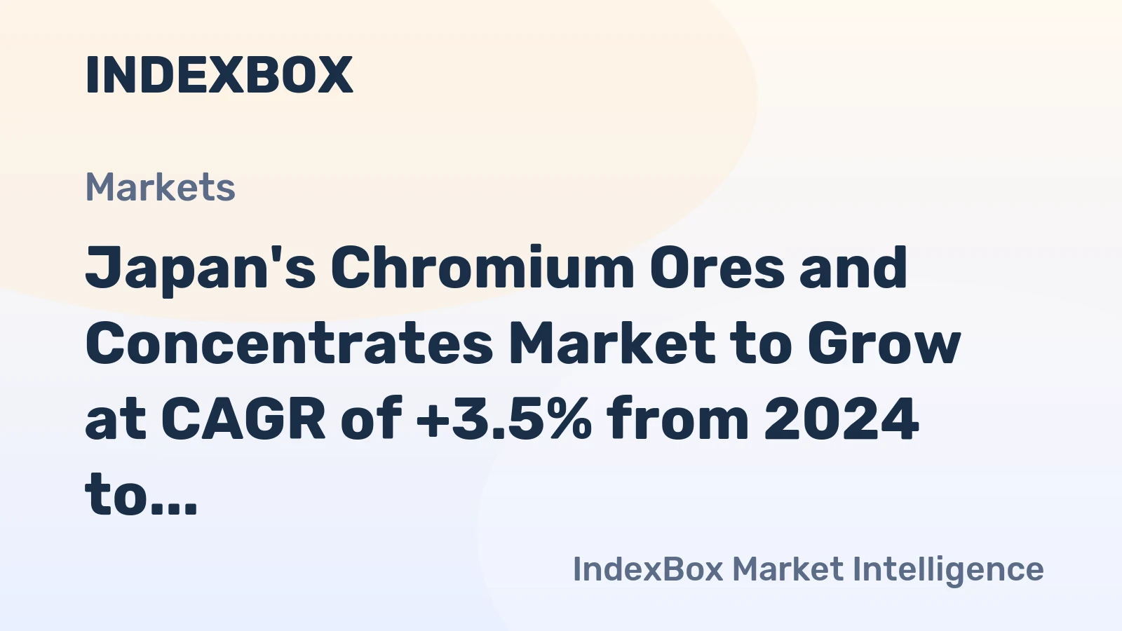 Japan's Chromium Ores and Concentrates Market to Grow at CAGR of +3.5% from 2024 to 2035, Reaching 73K Tons in Volume