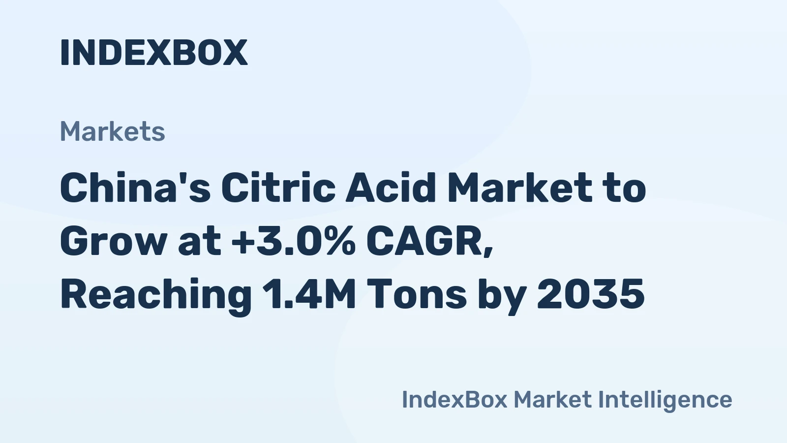 China's Citric Acid Market to Grow at +3.0% CAGR, Reaching 1.4M Tons by 2035