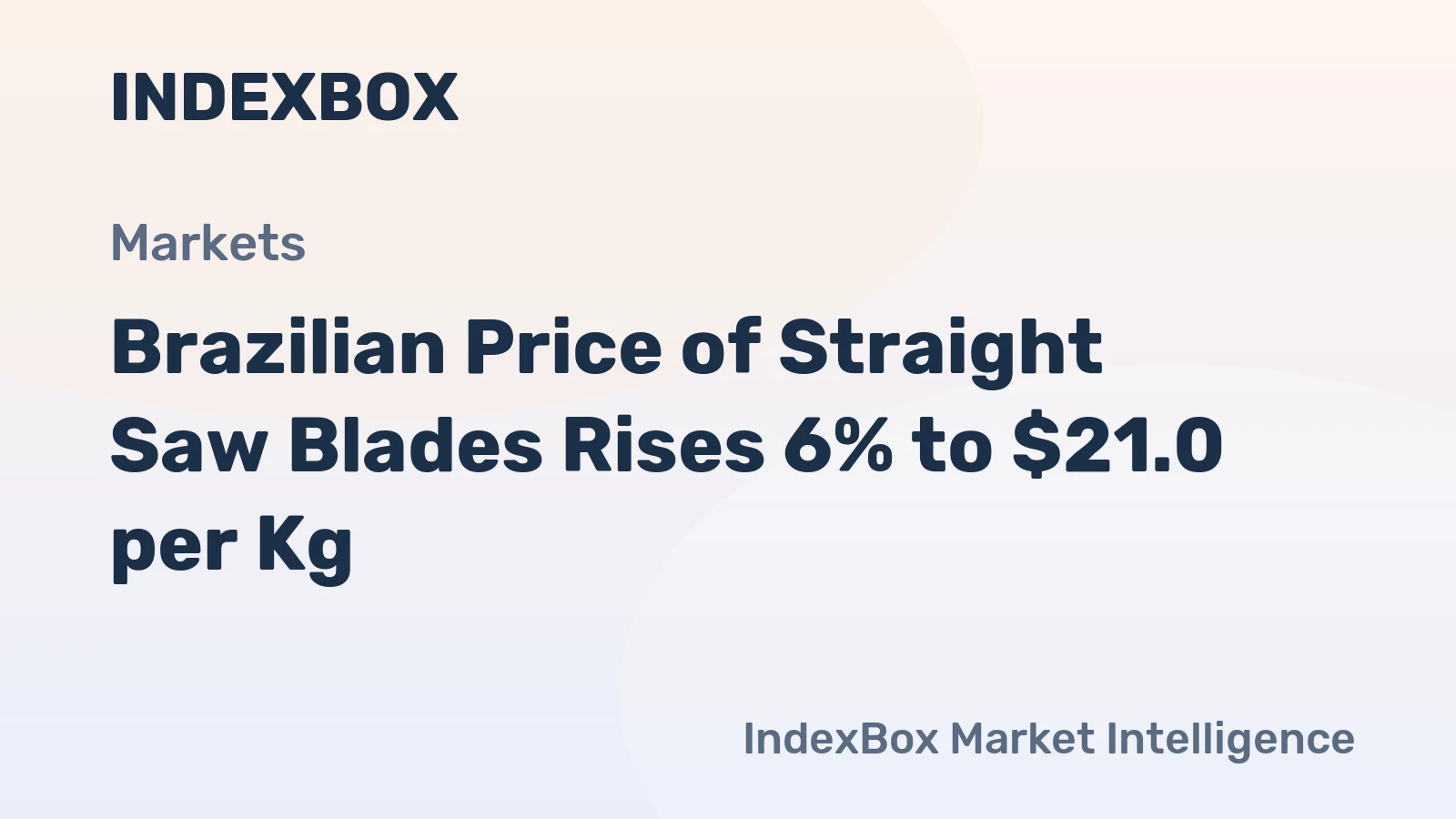 Brazilian Price of Straight Saw Blades Rises 6% to $21.0 per Kg