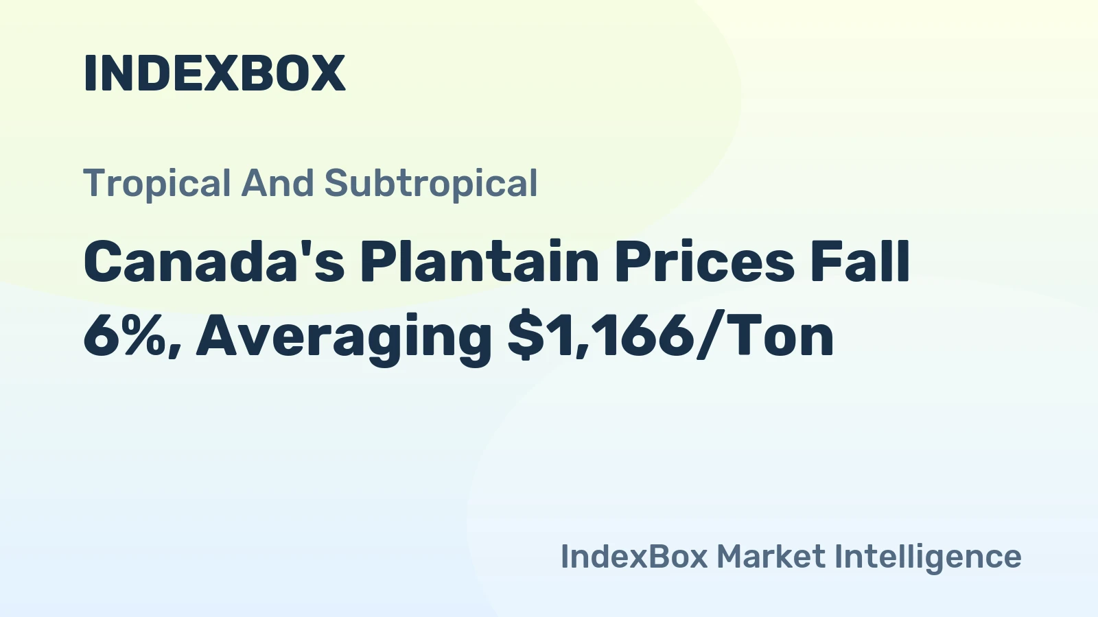 Canada's Plantain Prices Fall 6%, Averaging $1,166/Ton