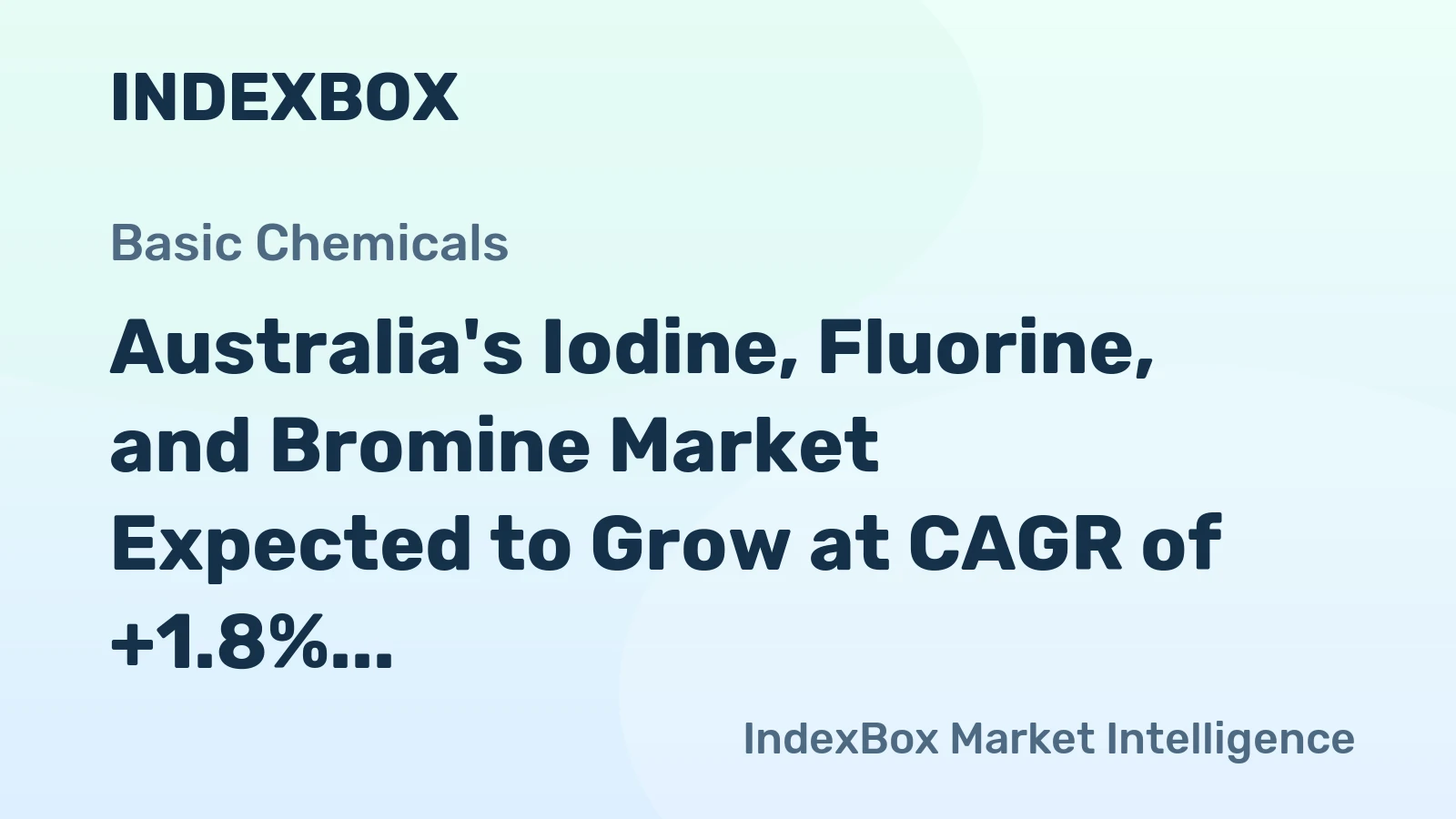 Australia's Iodine, Fluorine, and Bromine Market Expected to Grow at CAGR of +1.8% by 2035