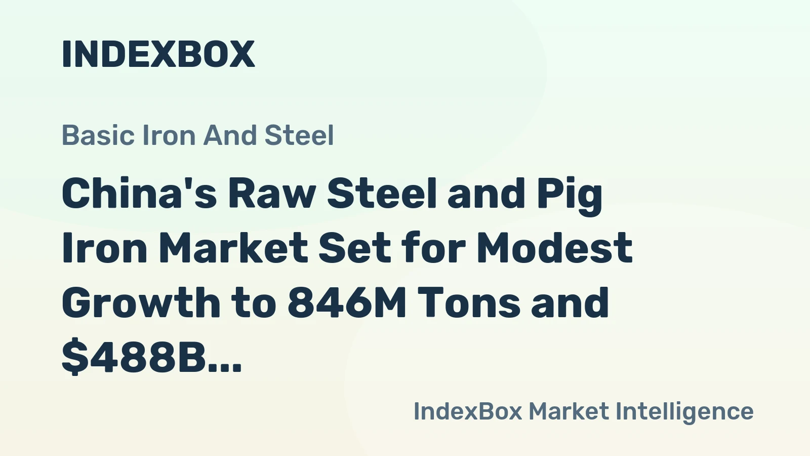 China's Raw Steel and Pig Iron Market Set for Modest Growth to 846M Tons and $488B in Value
