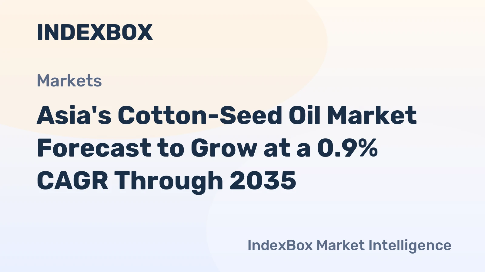 Asia's Cotton-Seed Oil Market Forecast to Grow at a 0.9% CAGR Through 2035