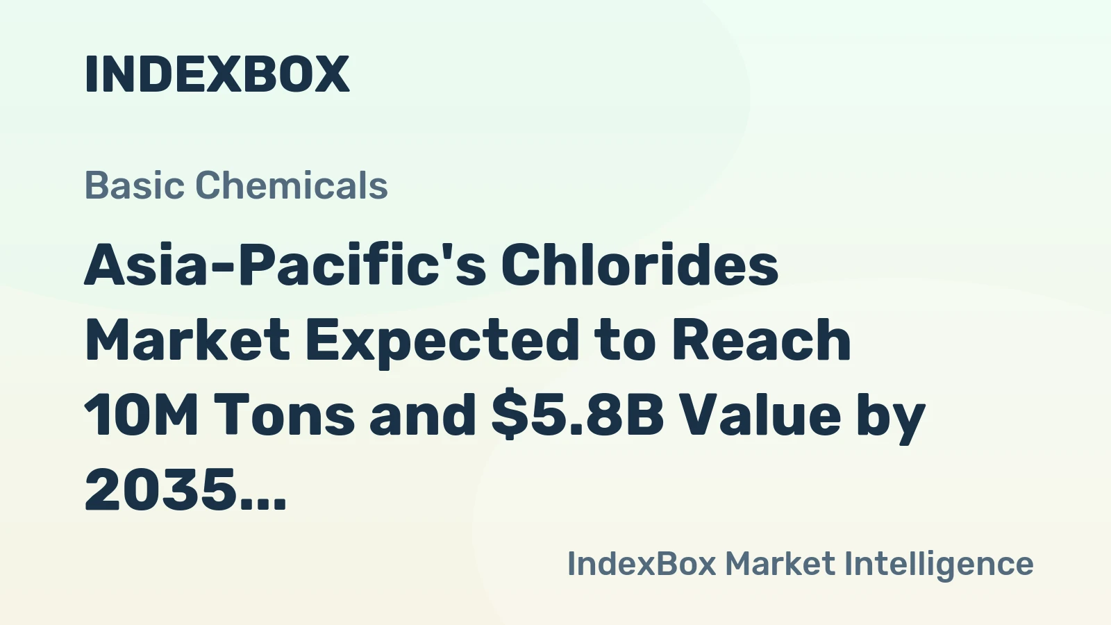 Asia-Pacific's Chlorides Market Expected to Reach 10M Tons and $5.8B Value by 2035