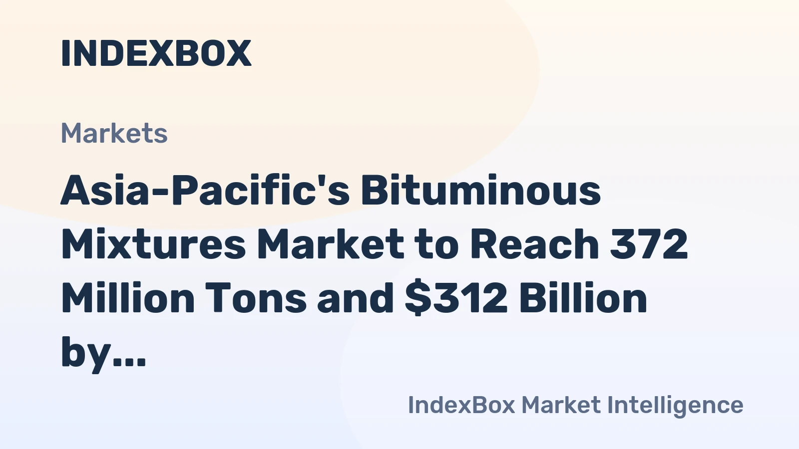 Asia-Pacific's Bituminous Mixtures Market to Reach 372 Million Tons and $312 Billion by 2035