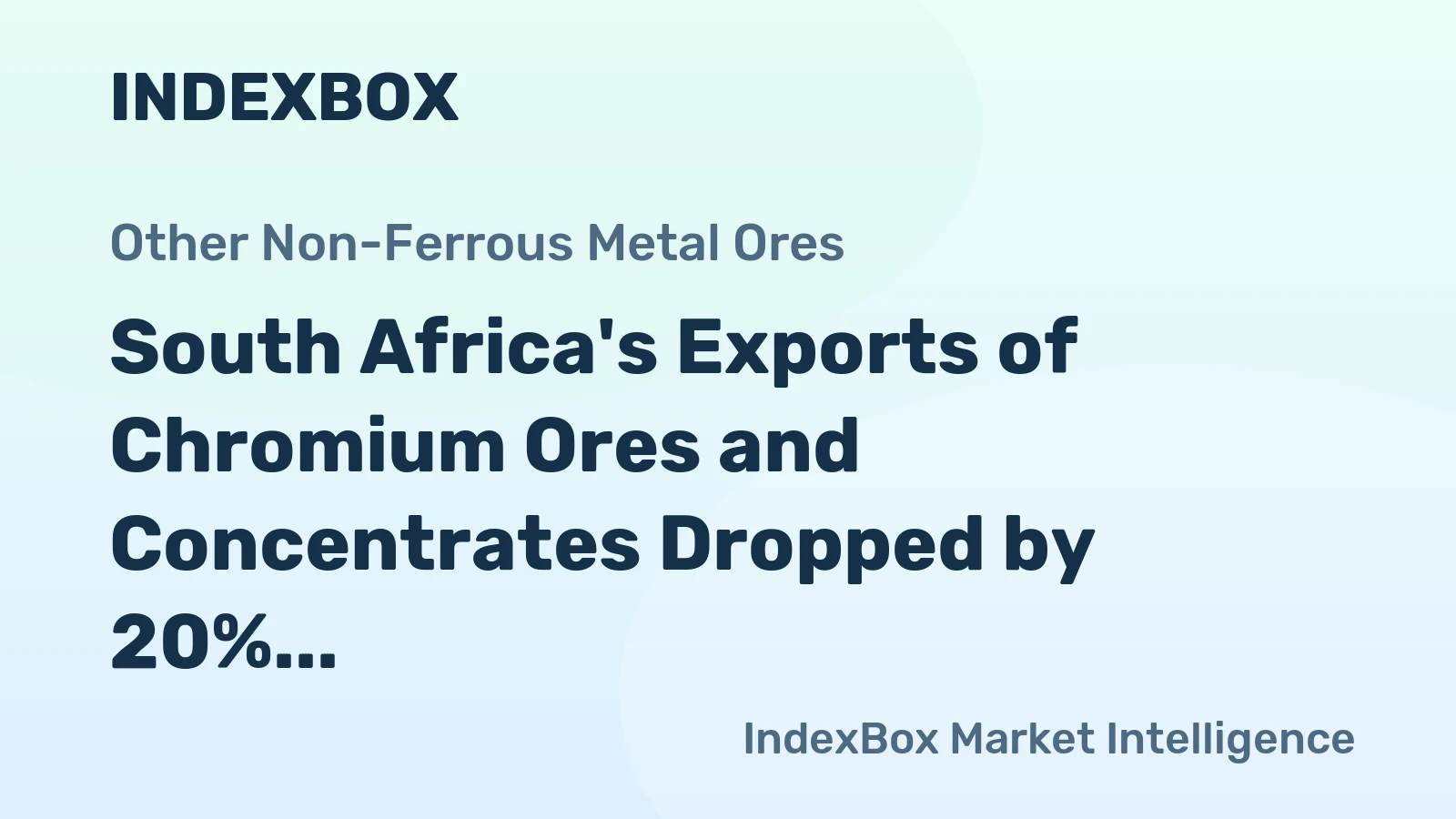 South Africa's Exports of Chromium Ores and Concentrates Dropped by 20% to $1.1B (in 2014, Yoy)