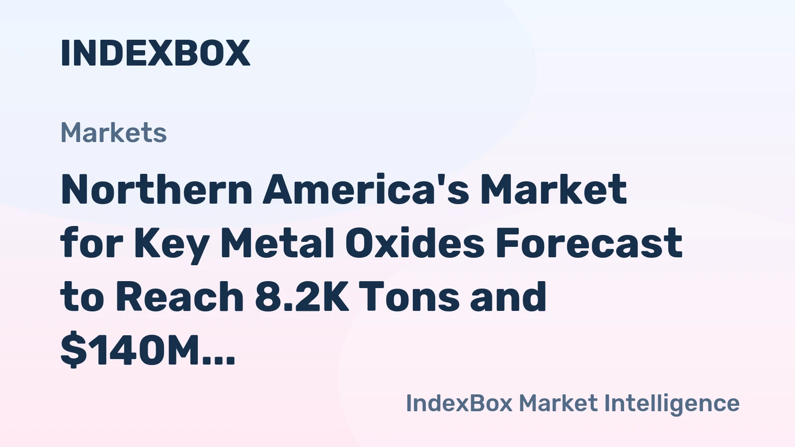 Northern America's Market for Key Metal Oxides Forecast to Reach 8.2K Tons and $140M After Recent Volatility