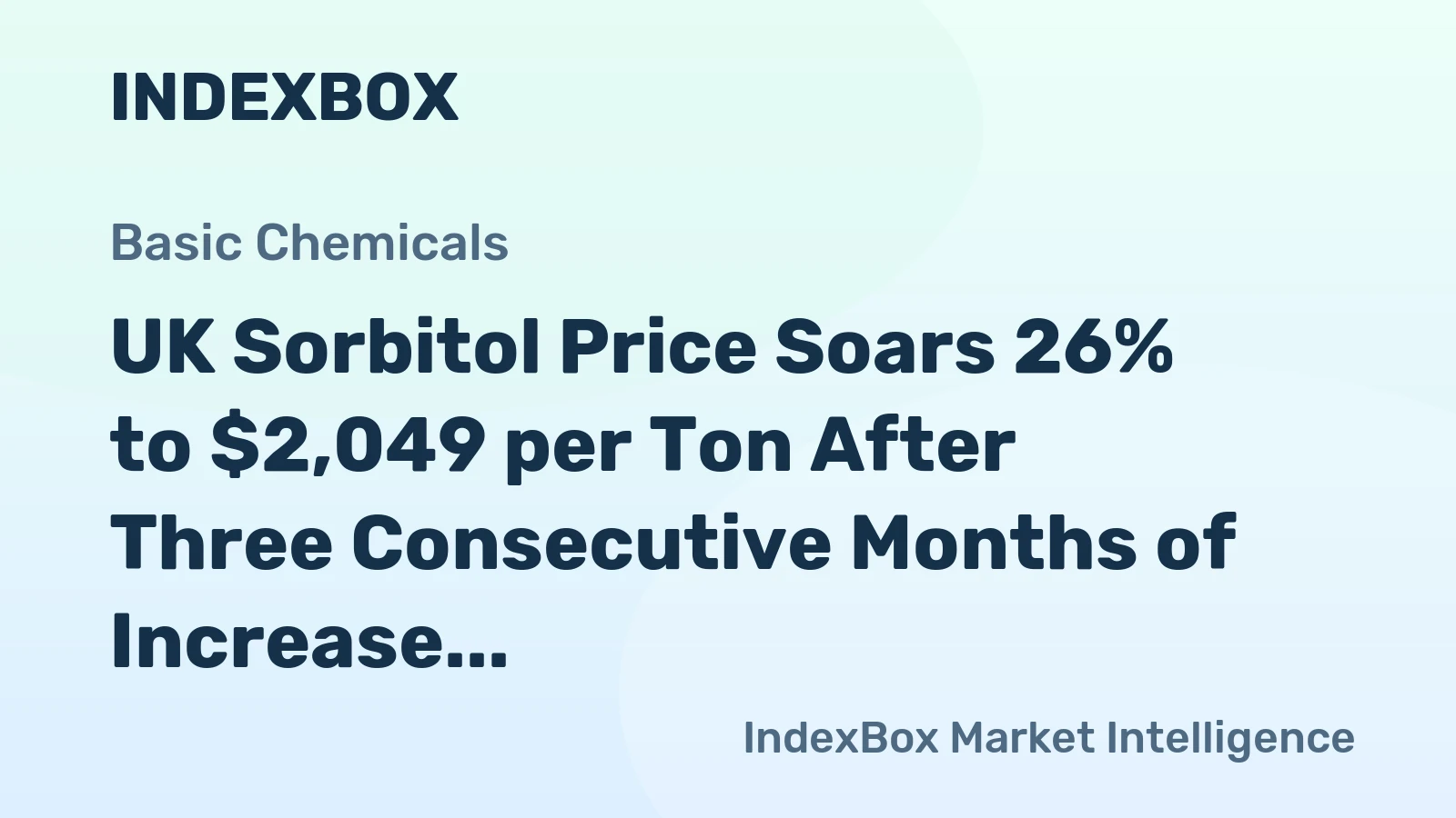 UK Sorbitol Price Soars 26% to $2,049 per Ton After Three Consecutive Months of Increase