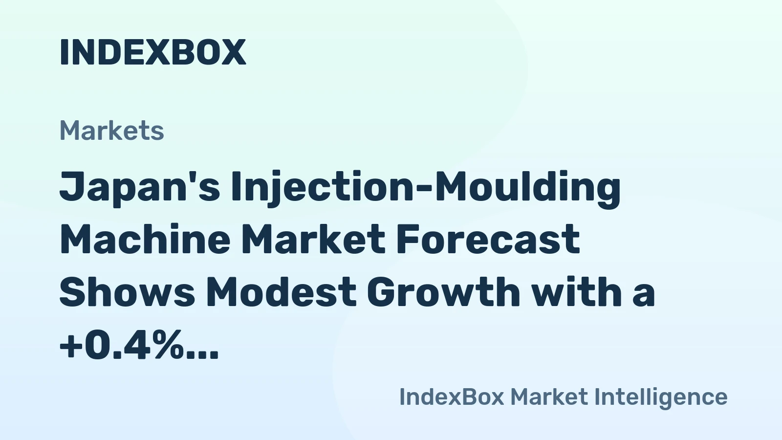 Japan's Injection-Moulding Machine Market Forecast Shows Modest Growth with a +0.4% Volume CAGR