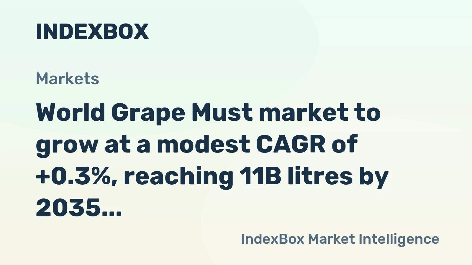 World Grape Must market to grow at a modest CAGR of +0.3%, reaching 11B litres by 2035.