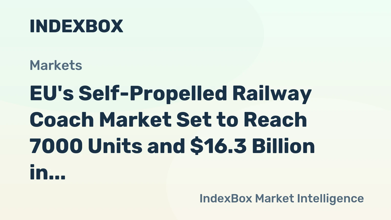 EU's Self-Propelled Railway Coach Market Set to Reach 7000 Units and $16.3 Billion in Value