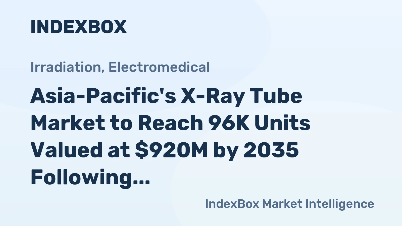 Asia-Pacific's X-Ray Tube Market to Reach 96K Units Valued at $920M by 2035 Following 2024 Contraction