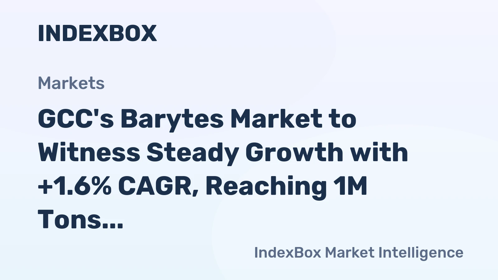GCC's Barytes Market to Witness Steady Growth with +1.6% CAGR, Reaching 1M Tons by 2035