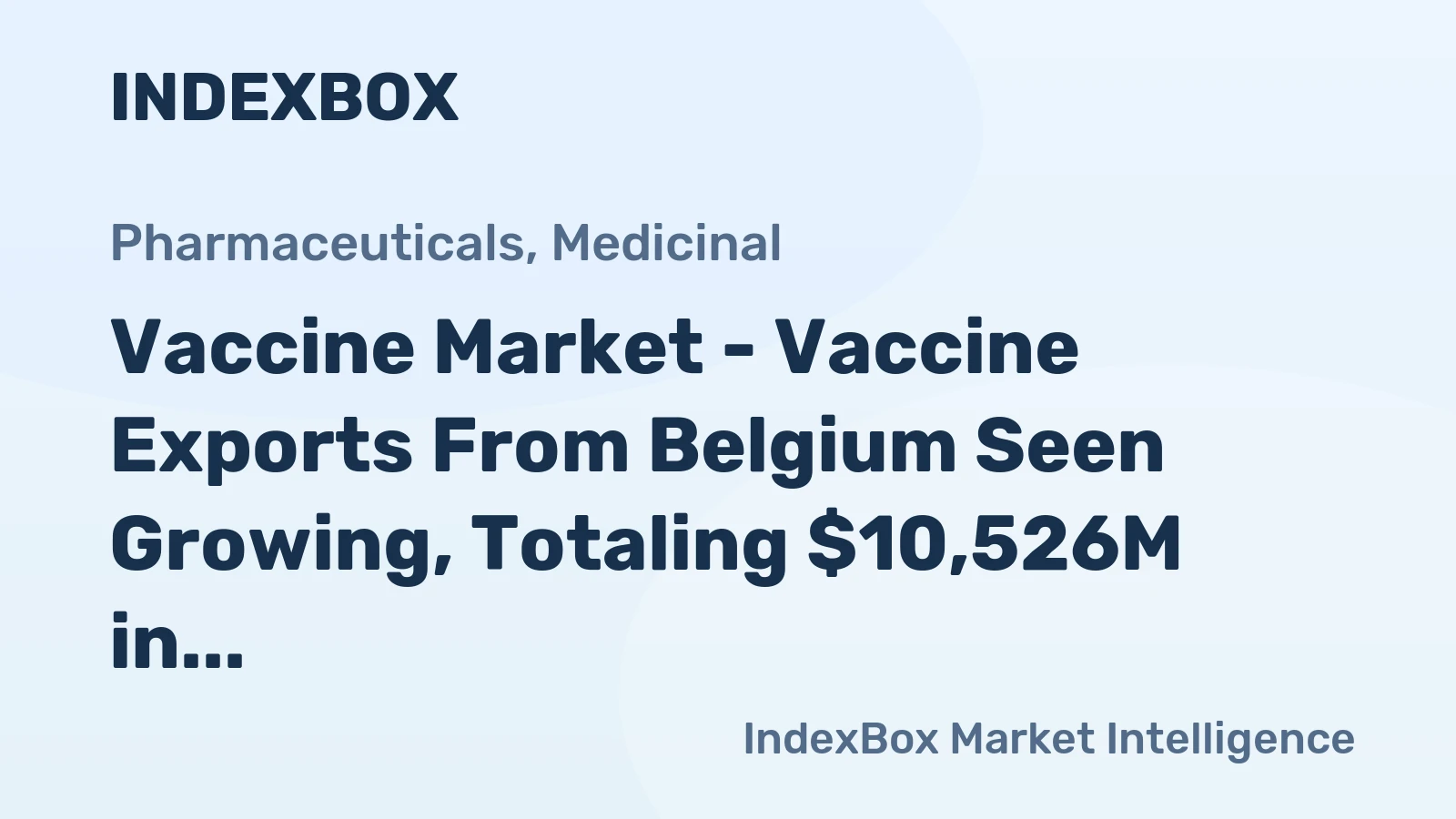 Vaccine Market - Vaccine Exports From Belgium Seen Growing, Totaling $10,526M in 2014