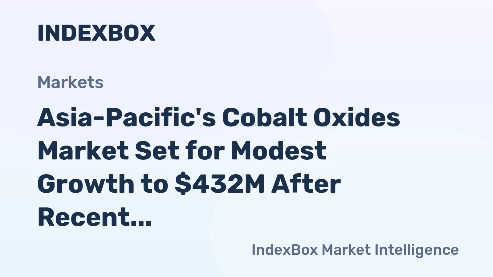 Asia-Pacific's Cobalt Oxides Market Set for Modest Growth to $432M After Recent Contraction