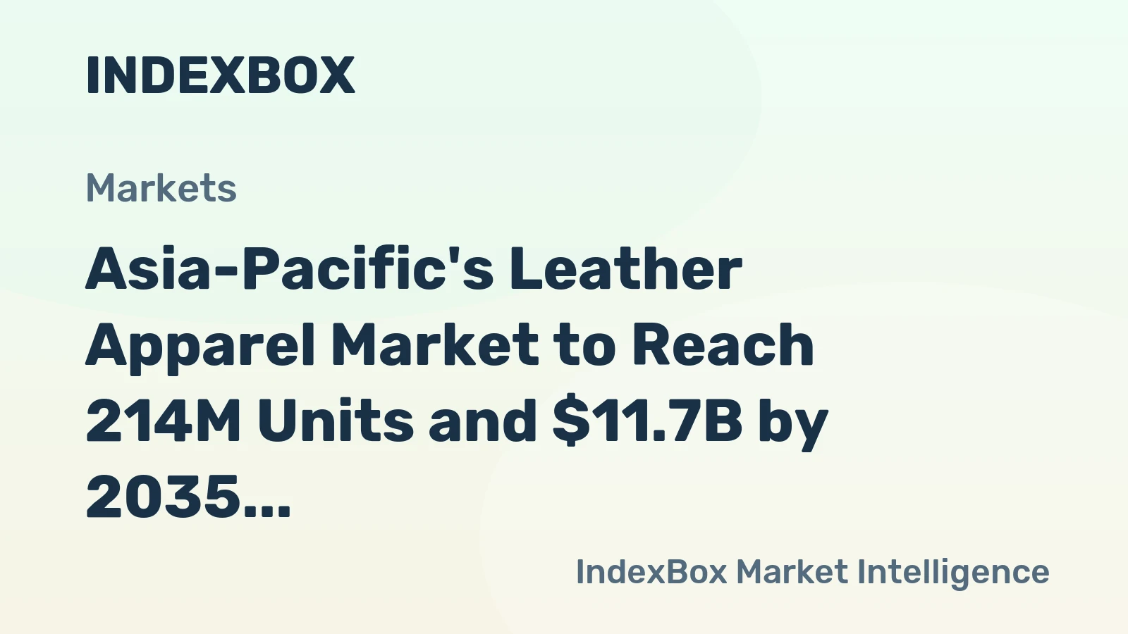 Asia-Pacific's Leather Apparel Market to Reach 214M Units and $11.7B by 2035